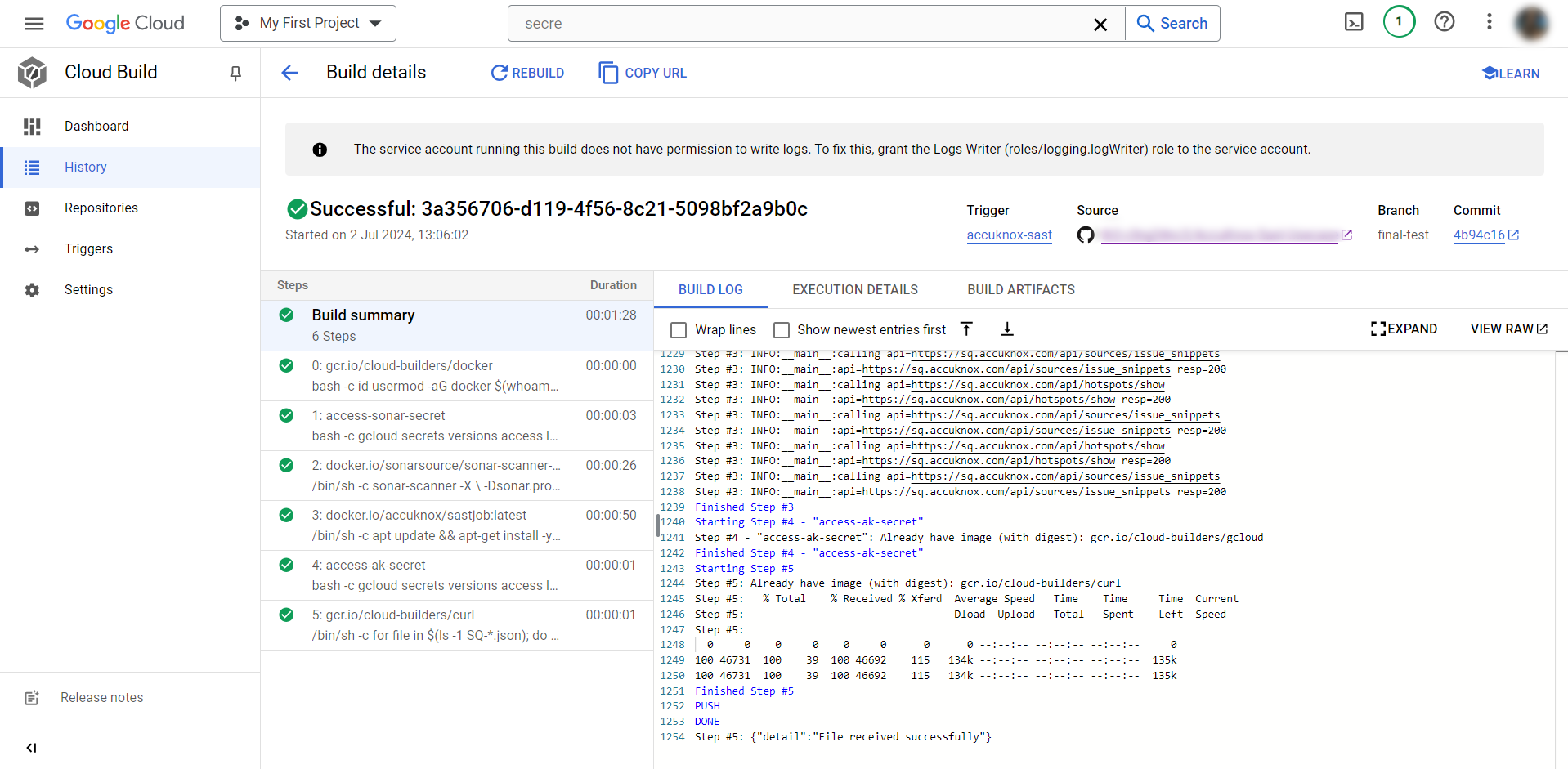 Google Cloud Build SAST